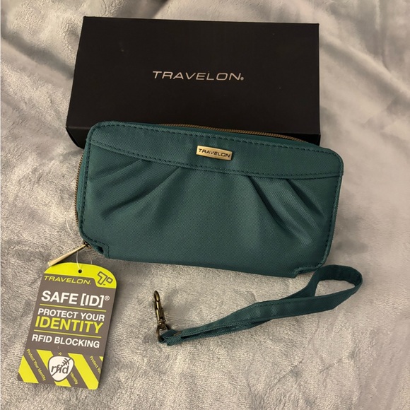 Travelon | Bags | Travelon Teal Wristlet Wallet With Rfid Protection ...